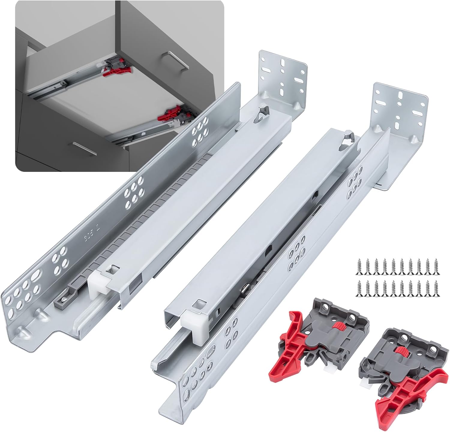 LONTAN Undermount Soft Close Drawer Slides 21 Inch Hidden Bottom Mount